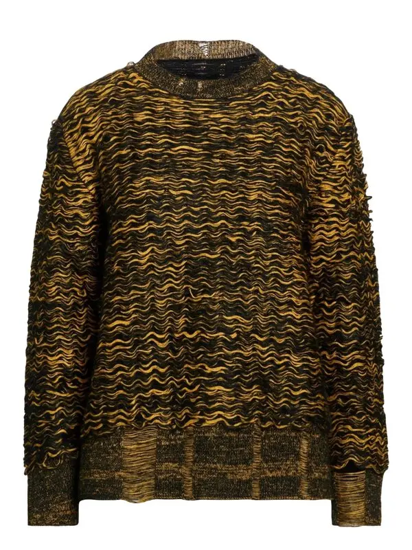 MAISON MARGIELA Two-tone Knitted Crewneck Sweater - Black