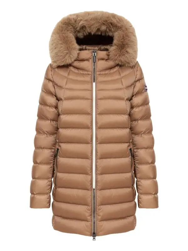 COLMAR A-line Down Jacket With Faux Fur Trimmed Hood - Marrakech Beige