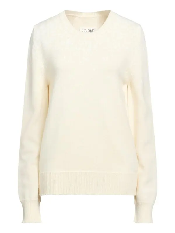 MAISON MARGIELA Long Sleeve Crewneck Knit Sweater With Print - No