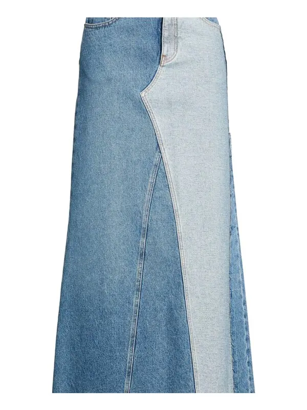 MAISON MARGIELA Two-tone Denim A-line Skirt - Blue