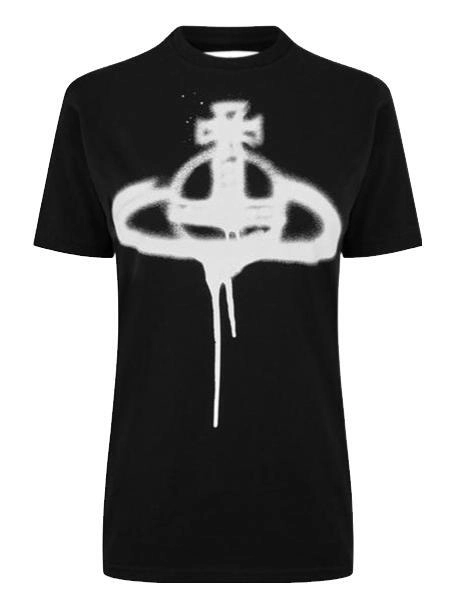 VIVIENNE WESTWOOD Crew Neck T-shirt With Graphic Detail - Black