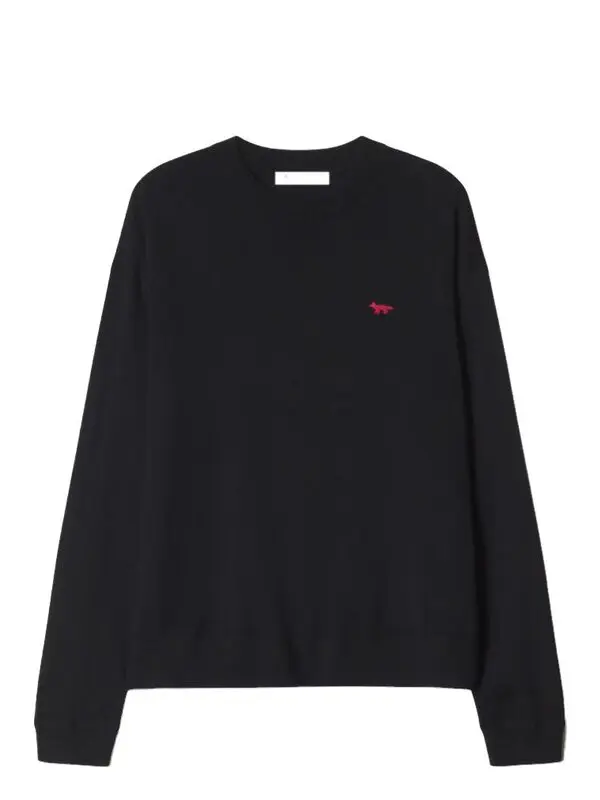 Maison Kitsuné Red Profile Fox Merino Wool Jumper - Black