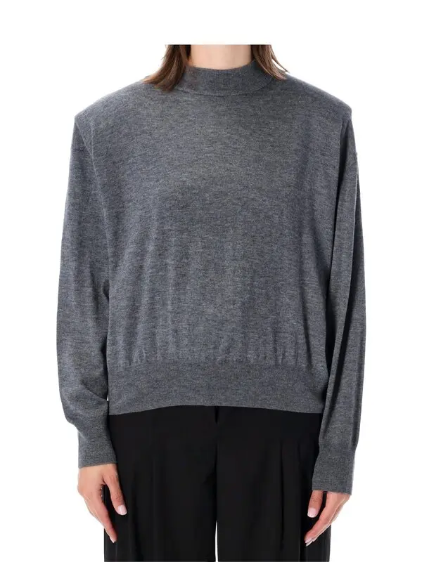 THE FRANKIE SHOP Turtleneck Sweater With Detachable Shoulder Pads - Grey