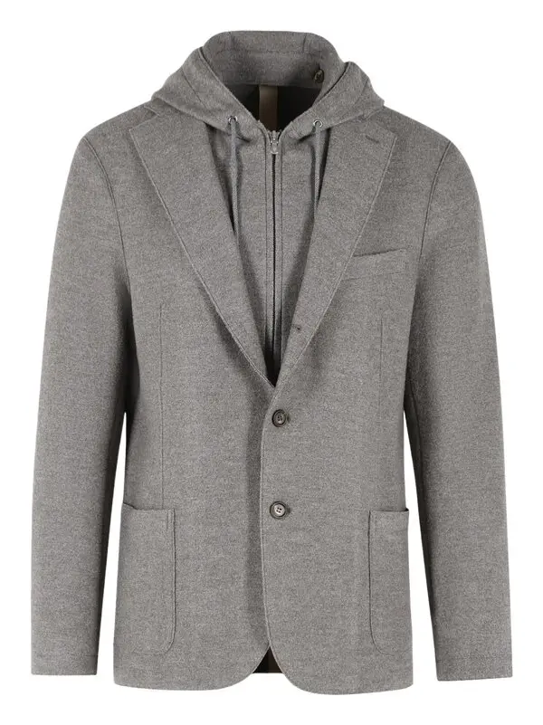 Eleventy Layered Blazer With Hood - Grey