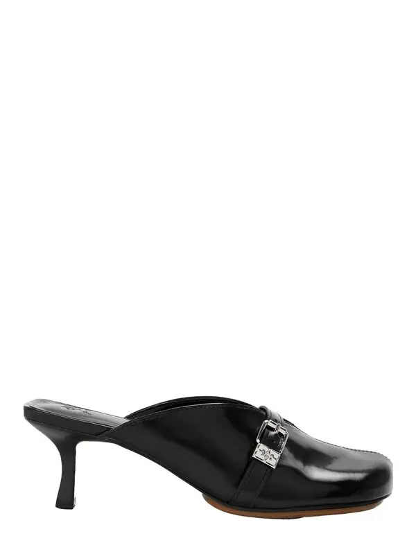 GANNI Heeled Mules With Buckle Detailing - Black