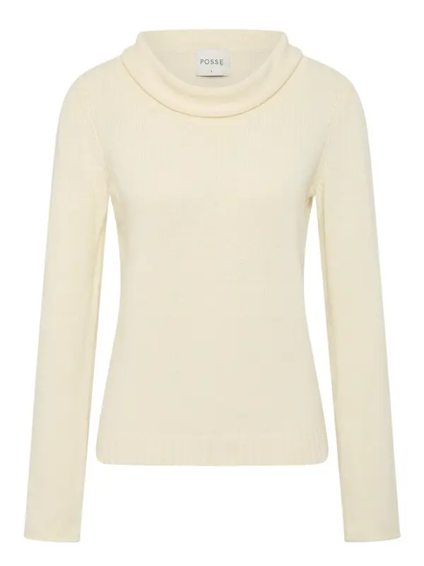 Posse Long Sleeve Knitwear With Rolled Collar - Ivory
