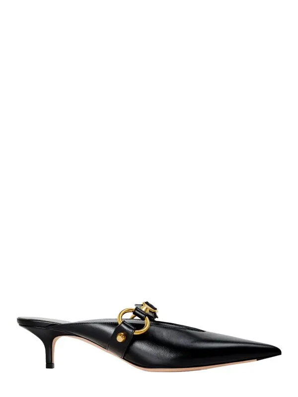 Balenciaga Leather Geometric Stiletto Mules - Black