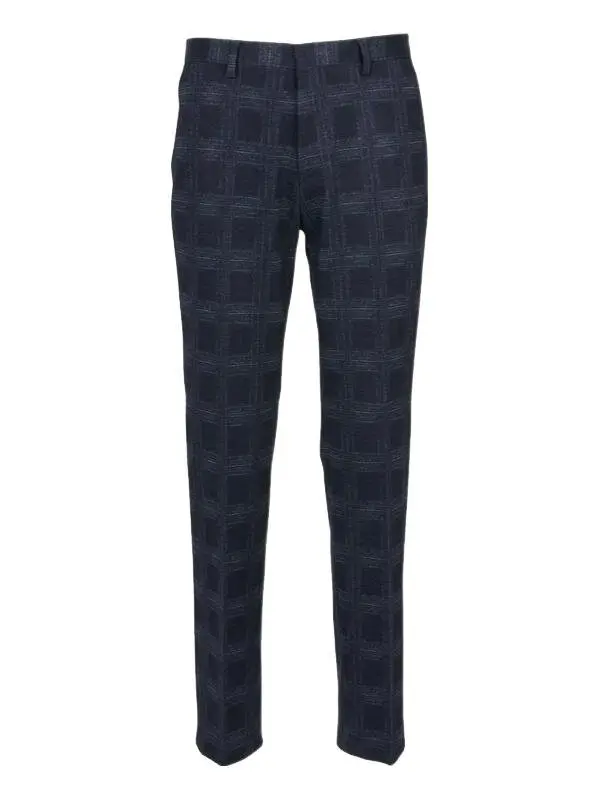 Hugo Boss Tailored Plaid Trousers With Belt Loops - Black