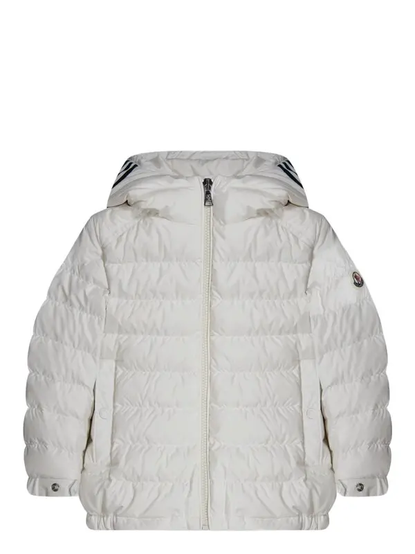 Moncler Logo Patch Hooded Down Jacket - White