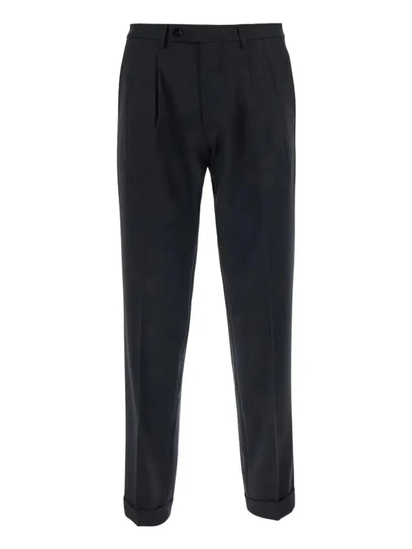 MICHAEL COAL Pleated Regular-fit Trousers - Black