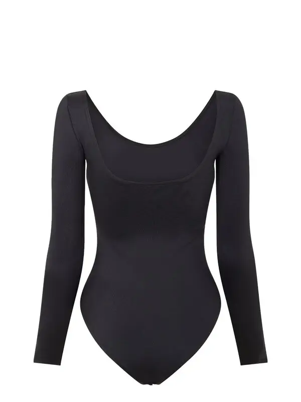Balenciaga Long Sleeve Stretch Jersey Bodysuit - Black