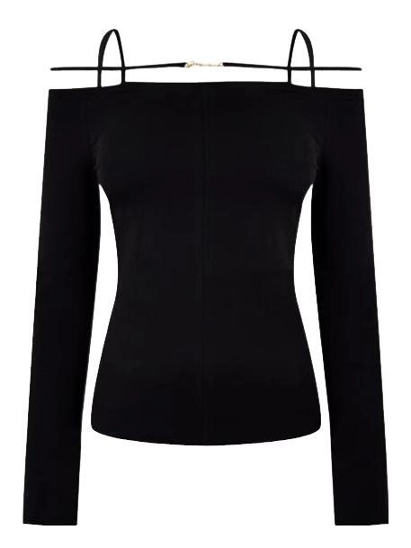 Jacquemus Off-the-shoulder Top With Strap Detailing - Black