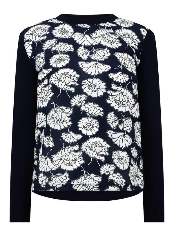 Max Mara Floral Knit Top - Black