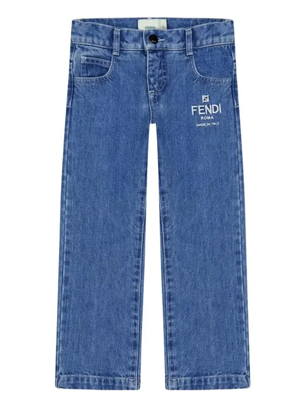 Fendi Logo Embroidered Jeans - Blue