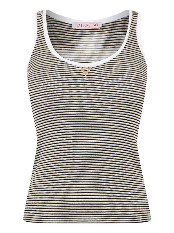 Valentino Garavani Striped Ribbed Vest - Black