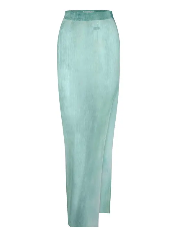 Off-White Knit Maxi Skirt - Blue