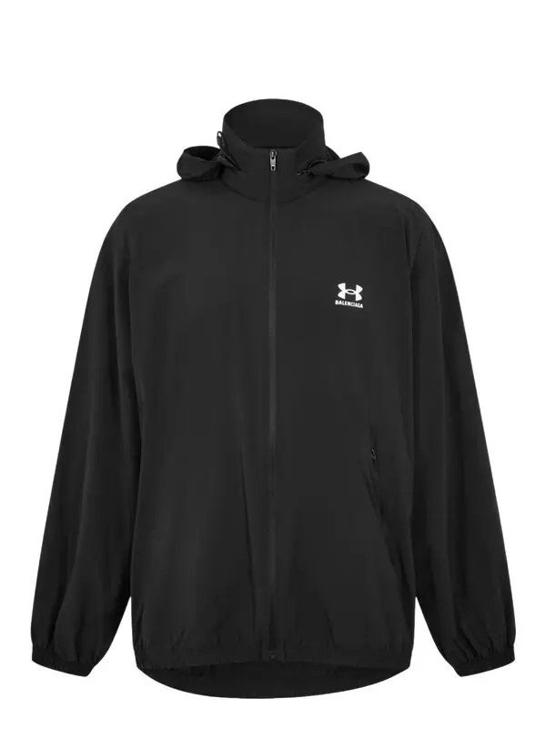 Balenciaga Zip-up Hooded Casual Jacket - Black