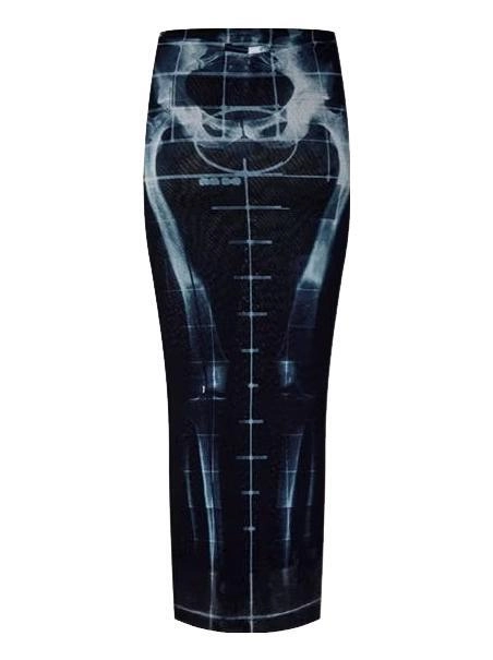 JEAN PAUL GAULTIER Skeleton Print Maxi Skirt - Black