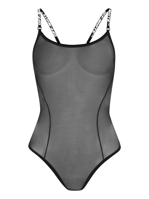 Off-White Mesh Jumpsuit With Logo Detail - Gray