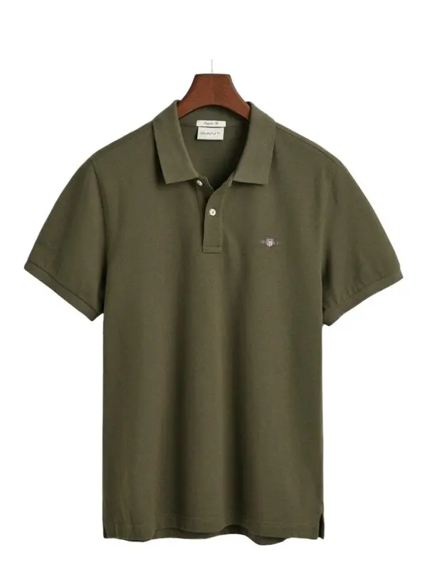 Gant Logo Short Sleeve Polo Shirt - Brown
