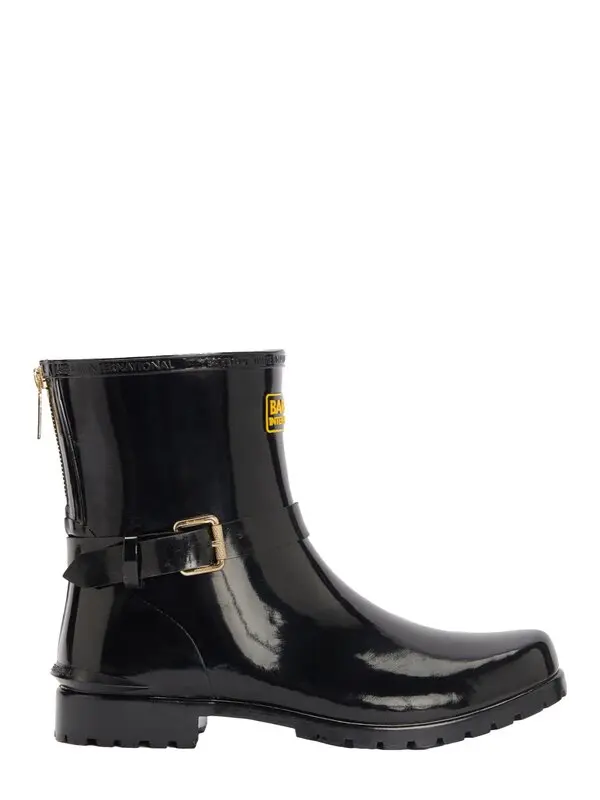 Barbour Short Warm Buckled Rain Boots - Black