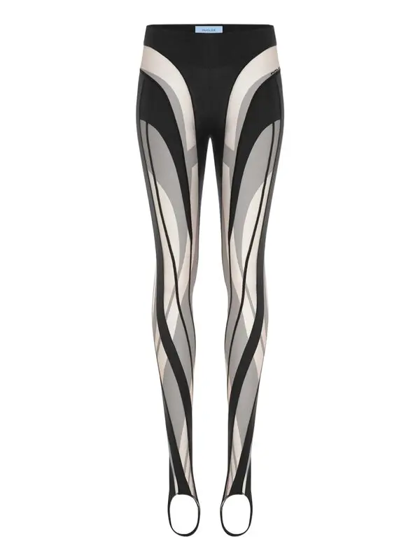 MUGLER Transparent Spiral Leggings - Black