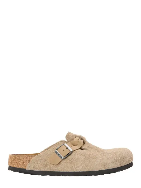 BIRKENSTOCK Boston Suede Mules With Adjustable Strap - Nude