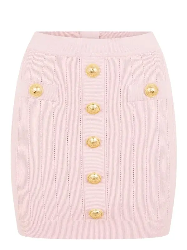 Balmain Knit Button-down Mini Skirt - Pink