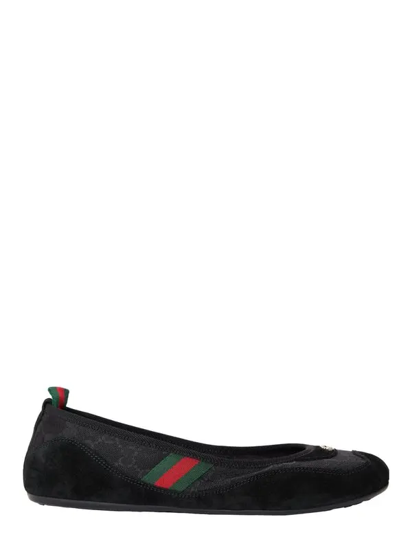 AQUAZZURA Ballet Flats With Web Stripe Detail - Black