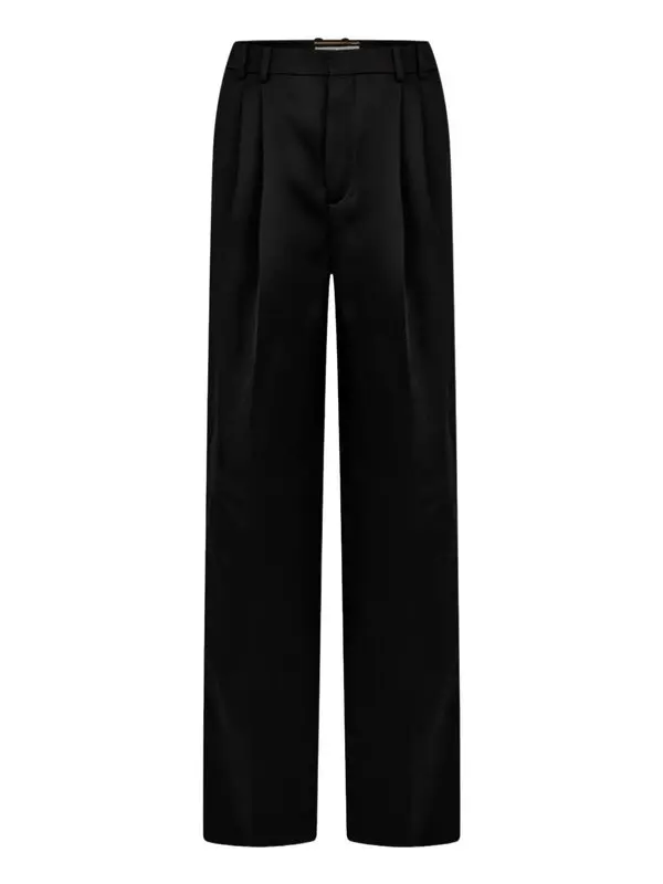 Saint Laurent Wide Leg Pleated Trousers - Black
