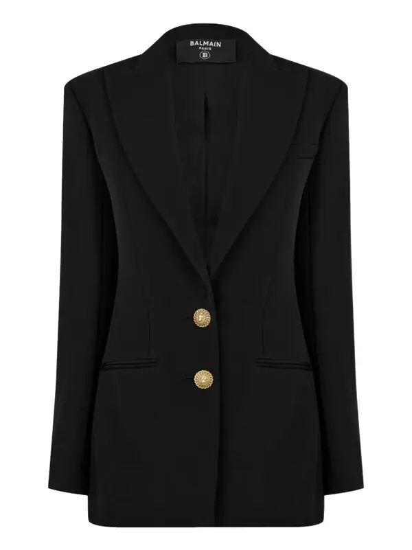 Balmain Single Breasted Blazer With Gold Buttons - Black