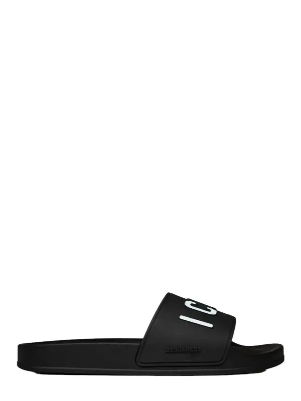 Dsquared2 Printed Flat Slippers - Black