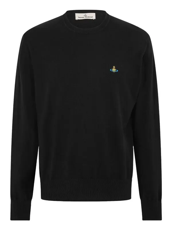 VIVIENNE WESTWOOD Wool Sweater With Embroidered Logo - Black