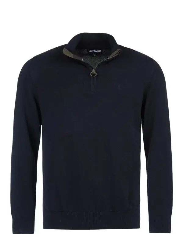 Barbour Half-zip Jumper With Checked Lining - Navy