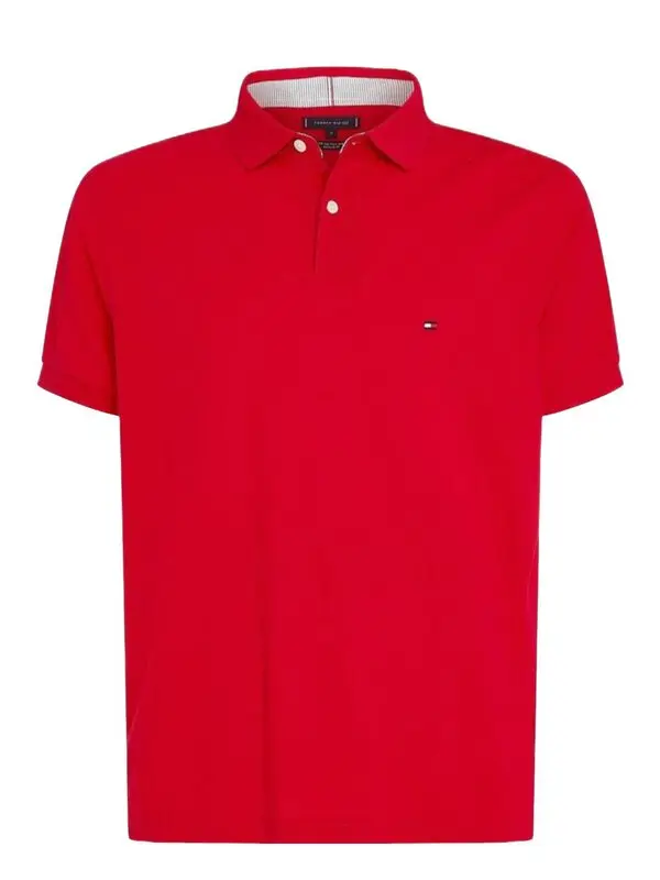 Tommy Hilfiger Logo Short Sleeve Polo Shirt - Red