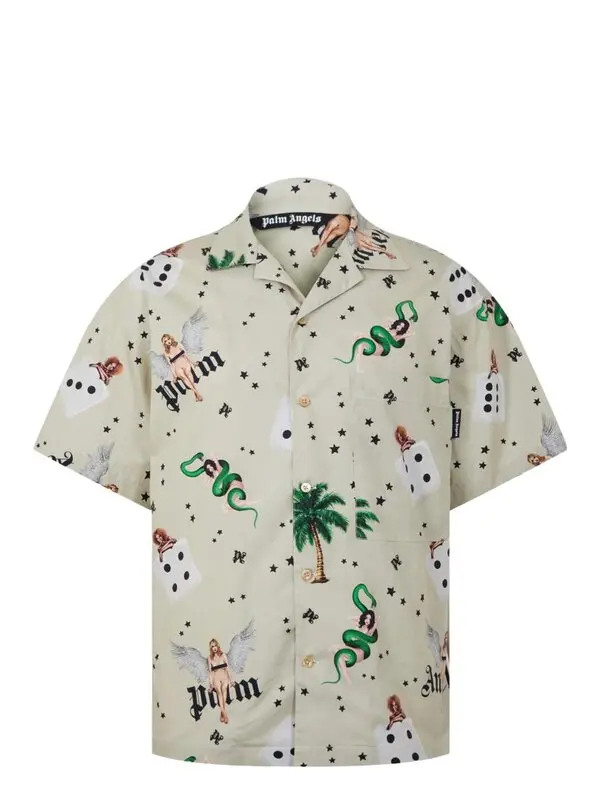 Palm Angels Pin Up Bowling Shirt - Ivory
