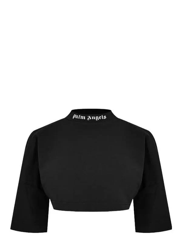 Palm Angels Logo Cropped T-shirt - Black