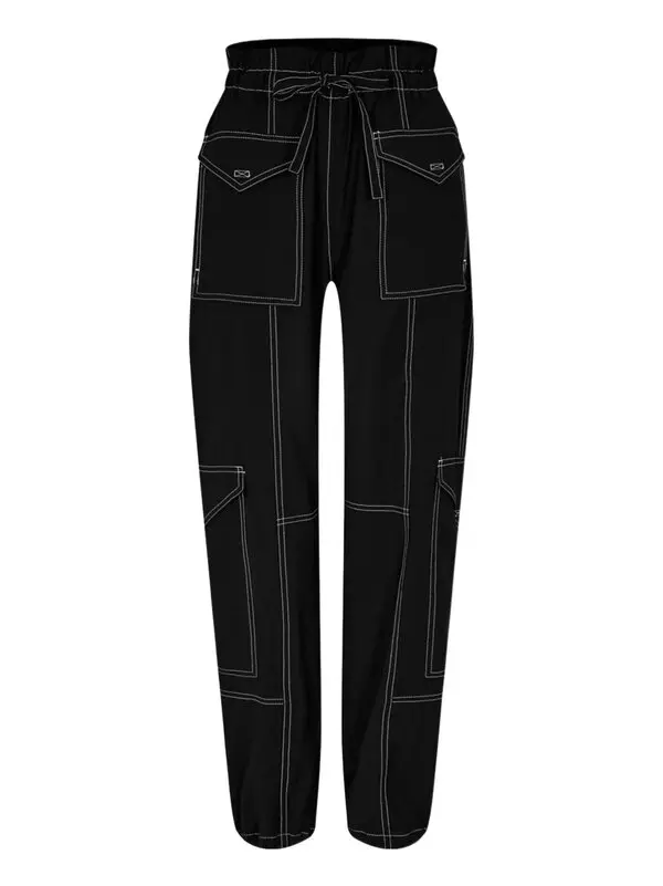 GANNI Bamboo Casual Pants With Contrast Stitching - Black