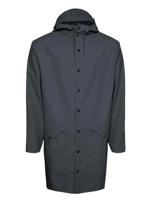 Rains Long-sleeved Hooded Raincoat - Black