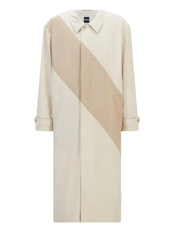 Hugo Boss Waterproof Parka With Diagonal Paneling - Nude