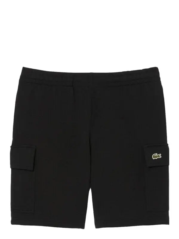 Lacoste Cotton Cargo Shorts With Elastic Waist - Black