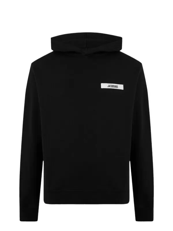 Jacquemus Long Sleeve Hooded Sweatshirt With Logo - Black