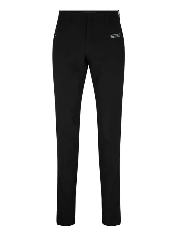 Off-White Slim-fit Cropped Pants With Letter Print - Black
