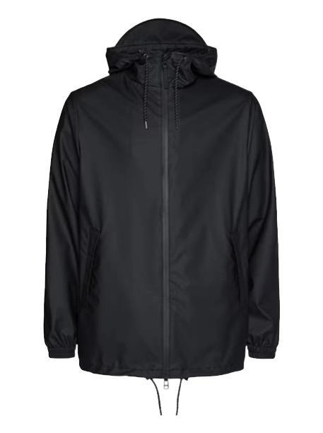 Rains Zip-up Hooded Casual Jacket - Black