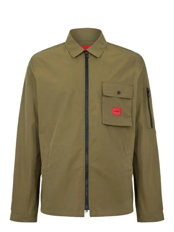Hugo Boss Hugo Emmond Cotton Long Sleeve Zip Overshirt - Green