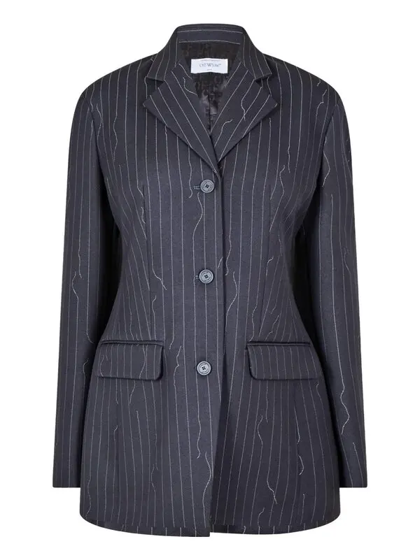 Off-White Pinstripe Tailored Jacket - Black
