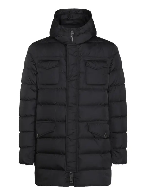 Herno Hooded Long-sleeved Cotton Jacket - Black