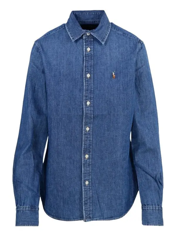 Polo Ralph Lauren Embroidered Pony Denim Shirt - Blue