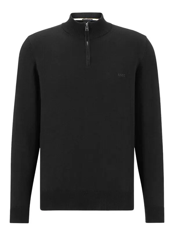 Hugo Boss Quarter Zip Sweater - Black