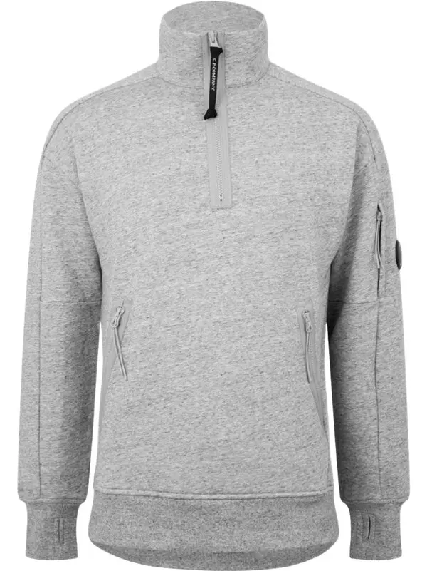C.P. COMPANY Lens Quarter-zip Fleece Top - Gray